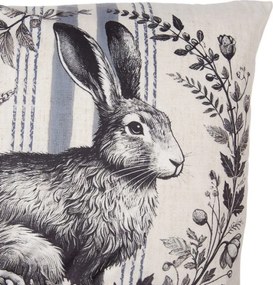 Povlak na polštář s pruhem a černobílým zajícem polyester – 45x45 cm
