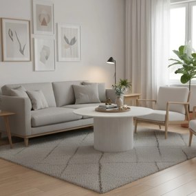 Konferenční stolek, bílý mramor/MDF, průměr 80 cm, MAHIR TYP 1