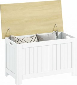 HOMCOM úložný box 90 l s víkem Všestranný box s bezpečnostními panty 80,5x40x46,4 cm Přírodní a bílá