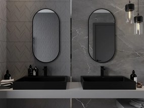 Mexen Loft, oválné koupelnové zrcadlo 90 x 45 cm, barva rámu černá matná, 9851-090-045-000-70