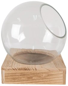 Kulatá dekorativní váza na dřevěném podnose Karin – 20x20x20 cm