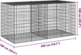 Gabionový koš s víkem 200 x 100 x 100 cm pozinkované železo 3295192