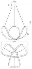 Redo 01-1879 závěsné LED stmívatelné svítidlo Nucleo bronz, 55W, 4000K, ø70cm