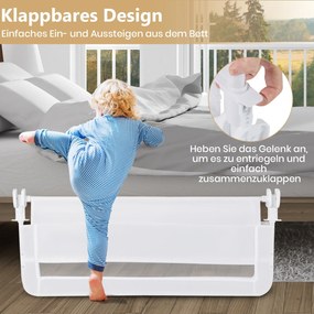 Costway Zábrana na postel pro batolata 100 cm skládací zábrana na dětskou – bílý