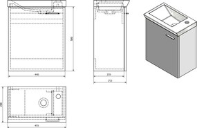 Aqualine Aqualine, ZOJA/KERAMIA FRESH umyvadlová skříňka 44x50x23,5cm, dub platin, 51046DP