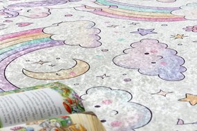 Dětský koberec protiskluzový BAMBINO 61400 krémový / růžový kruh