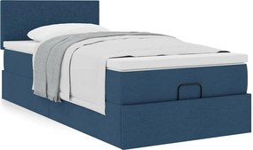 Osmanský postel s matrací modrá 100x200 cm textil 3311358