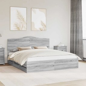 Rám postele s čelo Šedá sonoma 200 x 200 cm Inženýrské dřevo 3413385
