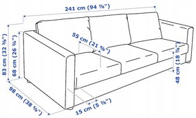 IKEA VIMLE 3-místná pohovka, Gunnared béžová