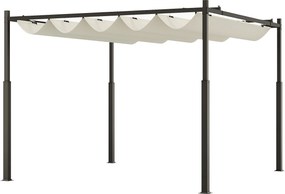Outsunny Pergola Garáž 3x3 m s voděodolnou skládací střechou, Pergola pro zahradní terasu, balkon, verandu, patio, bazén, venkovní použití, kovová kon