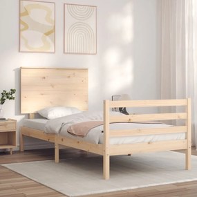 vidaXL Rám postele s čelem 100 x 200 cm masivní dřevo [3195213] Barva: Přírodní