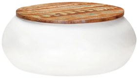 vidaXL Konferenční stolek bílý 68x68x30 cm masivní recyklované dřevo