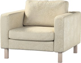 Potah na křeslo IKEA Karlstad, krátký barva béžová látka lesklé, pletený vzor, vzorované