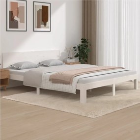 Rám postele bílý masivní borovice 160 x 200 cm - Default Title