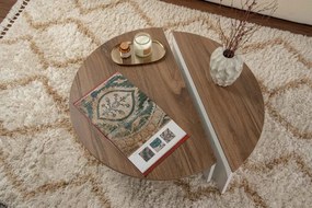 Designový konferenční stolek Baltenis 90 cm vzor ořech / bílý