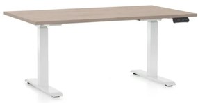 Výškově nastavitelný stůl OfficeTech D, 120 x 80 cm, bílá podnož, dub
