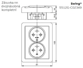 ABB Swing dvojzásuvka hnědá 5512G-C02349 H1