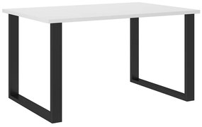 Jídelní stůl IMPERIAL | 138x90 cm | bílá + černé kovové nohy