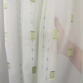 Voálová záclona s olůvkem zelená kostka metráž Ervi 960-01