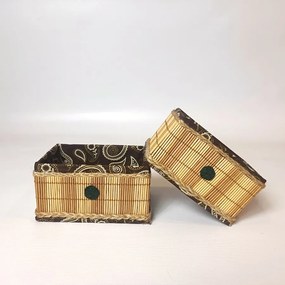 Sada dvou košíčků z bambusu a dekorační látky