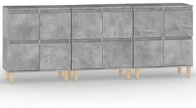 Příborníky 3 ks betonově šedé 60 x 35 x 70 cm kompozitní dřevo,  3185771