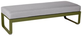 Šedá čalouněná lavice Fermob Bellevie 148 cm se zelenou podnoží - odstín pesto