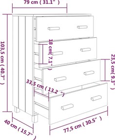 vidaXL Příborník HAMAR 79 x 40 x 103,5 cm masivní borovice [340424] Barva: medová hnědá