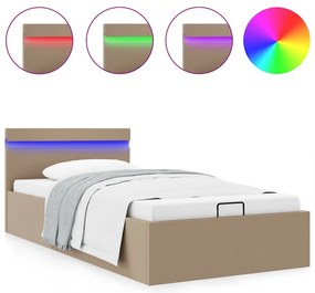 Rám postele s LED a úložištěm cappuccino umělá kůže 90 x 200 cm 285558