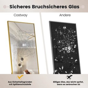 Costway Celoplošné zrcadlo Stojací zrcadlo 2 v 1 a nástěnné zrcadlo z – zlatý