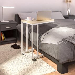 Casaria Bílý odkládací stolek s kolečky 50×35×70 cm