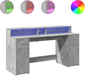 Psací stůl s LED betonově šedý 160x55x91 cm kompozitní dřevo 3309432