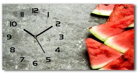 Wallmuralia Skleněné hodiny na stěnu Nakrájený meloun 60x30 cm