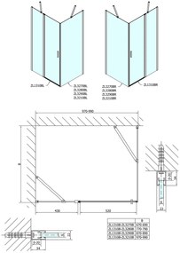 Polysan, Zoom Line Black čtvercová sprchová zástěna 1000x1000mm L/P varianta, ZL1310BZL3210B