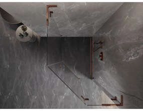 Mexen Lunar, L pětiúhelníkový sprchový kout s pravým sklonem 90 x 100 cm, 8mm čiré sklo, profil růžové zlato, 831L-090P-100L-60-00-P