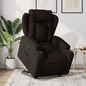 Elektrické zvedací polohovací křeslo tmavě hnědé textil 3204511