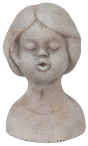 Šedá cementová dekorace busta dívky - 11*10*18 cm