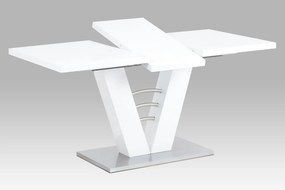 Jídelní stůl HT-510 WT bílý lesk, broušený nerez