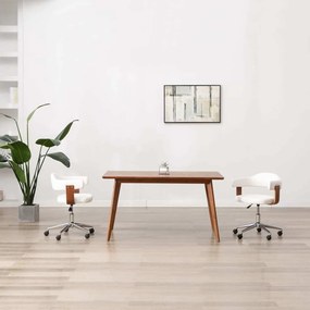 vidaXL Otočné jídelní židle 2 ks ohýbané dřevo a textil [3054896] Barva: Bílá