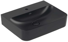 Villeroy & Boch Finion - Umyvadlo 60x47 cm, bez přepadu, otvor pro baterii, CeramicPlus, Pure Black 416861R7