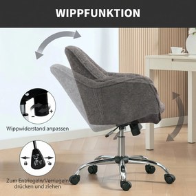 HOMCOM ergonomická kancelářská židle z jemného flanelu — otočná, nastavitelná, šedá