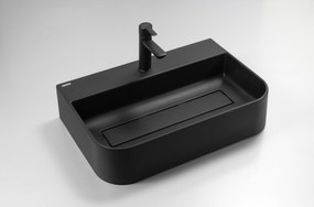 Deante Arnika, granitové umyvadlo na desku 605x405x135 mm, černá matná, DEA-CQA_NU6S