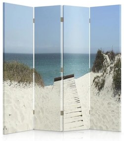 Ozdobný paraván Pobřeží moře - 145x170 cm, čtyřdílný, obustranný paraván 360°