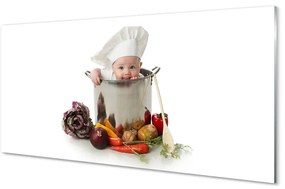 akrylový obraz Dítě lžičkou hrnec 100x50 cm