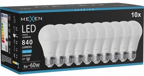 Mexen Nova 10x Žárovka LED E27, A60, 8W, Studená - 6500K, 840 lm - L100-E27-0865-01x10