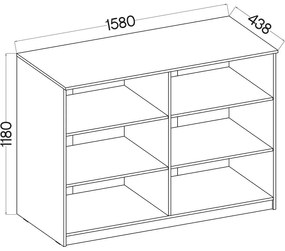 MELTA | regál knihovna AR840 | 158 cm | artisan