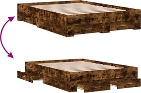 Rám postele se zásuvkami kouřový dub 120 x 200 cm kompozit 3280395