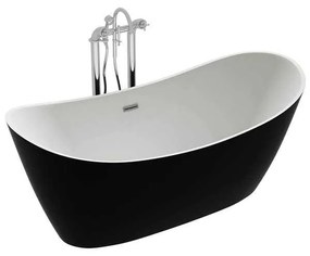BPS-koupelny Volně stojící akrylátová vana HYD-RIC513C 170x75 bílá/černá, odtokový komplet chrom