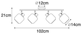 Stropní bodové světlo černé se zlatem a kouřovým sklem 4-světlo - Zuzanna