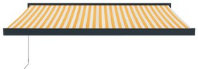 Zatahovací markýza žlutá a bílá 3 x 2,5 m textil a hliník,  3154556