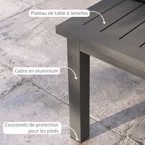 Obdélníkový kávový stůl Outsunny s mřížkovým vrchem pro vnitřní a venkovní použití, hliník, hnědý, 100D x 60Š x 37V cm
